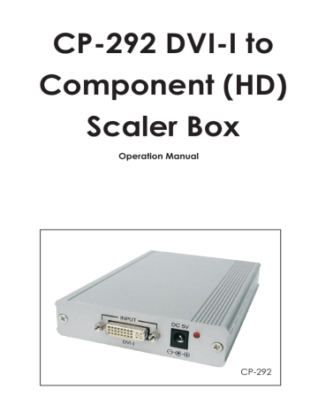 DVI to Component Scaler Box CP-292 Operation Manual | Manualzz