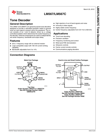 LM567 Tone Decoder: Price, Pinout And Circuit, 49% OFF