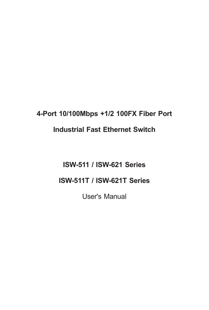 PLANET ISW-511T / ISW-511TS15 User's manual | Manualzz