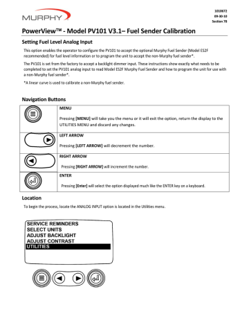 Fuel Sender Calibration PV101 V3.1 - User Manual | Manualzz