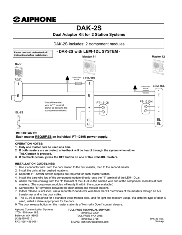 Aiphone DAK-2S Install Manual | Manualzz