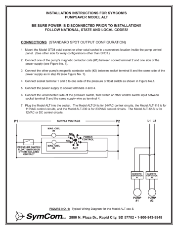 SymCom PumpSaver ALT-xxx-S Installation Instructions | Manualzz