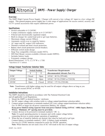 Altronix SMP5 manual | Manualzz