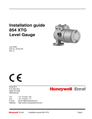 Honeywell Enraf 854 XTG Installation Guide | Manualzz