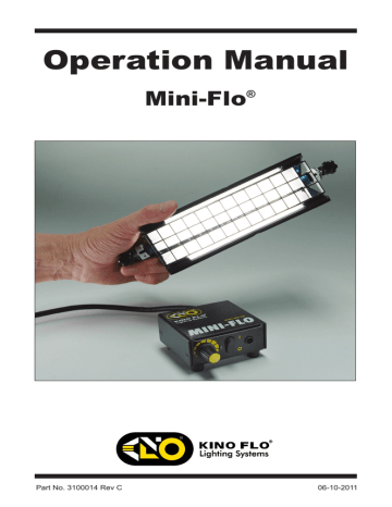 Kino Flo Mini Flo 139X Owner's Manual | Manualzz