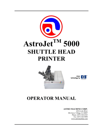 AstroJet 5000 Shuttle Head Printer Operator Manual | Manualzz