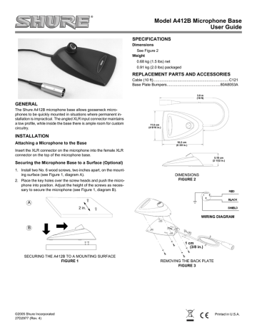 Shure A412B Desktop Base User guide | Manualzz