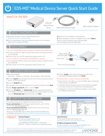 Lantronix EDS-MD Quick Start Guide | Manualzz