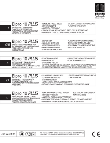 FADINI Elpro 10 PLUS Instructions | Manualzz