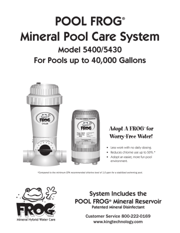 POOL FROG Mineral Pool Care System 5400/5430 User Manual | Manualzz