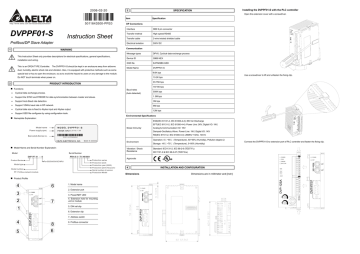 DELTA DVPPF01-S Profibus/DP Slave Adapter Instruction Sheet | Manualzz