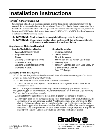 Seam Kit Installation Instructions | Manualzz