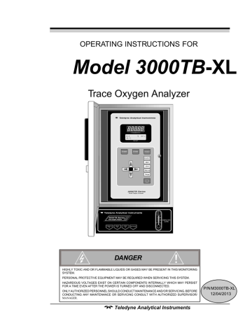 Teledyne 3000TB-XL Trace oxygen analyzer Instruction manual | Manualzz