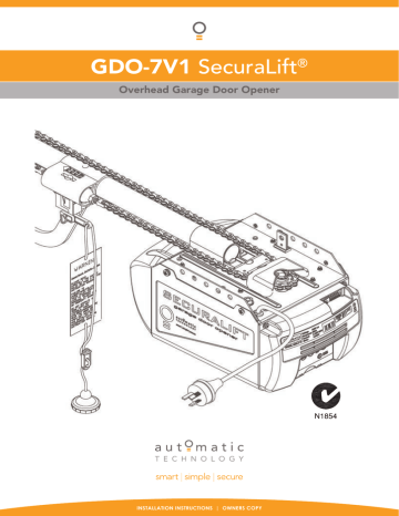 Automatic Technology SecuraLift GDO-7V1 Owner's Installation ...