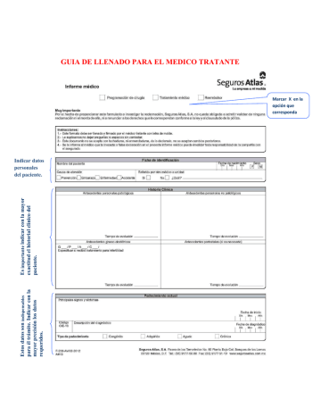 Guía para el Informe Médico - Seguros Atlas | Manualzz