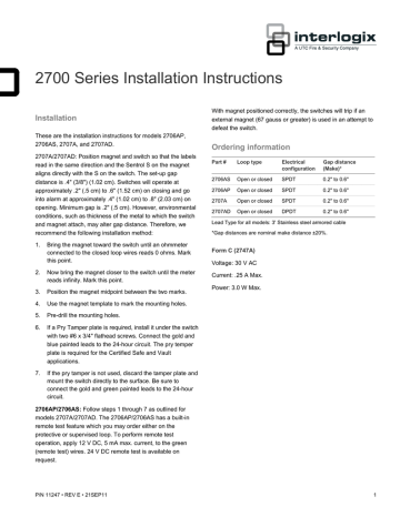 Interlogix 2700 Series Installation Instructions | Manualzz