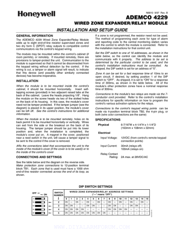 ADEMCO 4229 Installation and Setup Guide | Manualzz