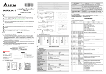 DVP 06XA-S Instruction Sheet - Delta | Manualzz