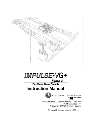 Electromotive Systems Crane control Series 2 IMPULSE•VG+ Instruction Manual | Manualzz