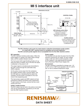 Renishaw MI 5 interface unit Data Sheets | Manualzz