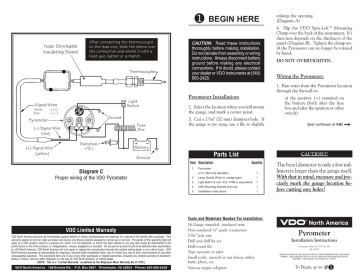 VDO Pyrometer Installation Instructions | Manualzz