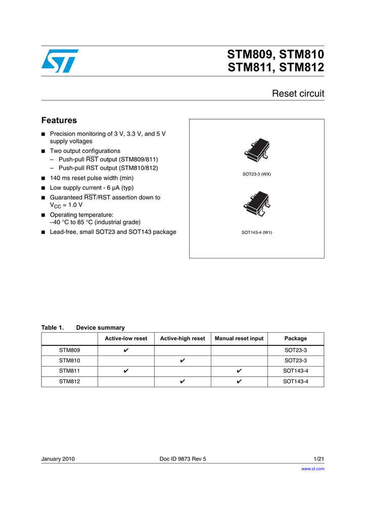 STMicroelectronics STM810 Datasheet | Manualzz