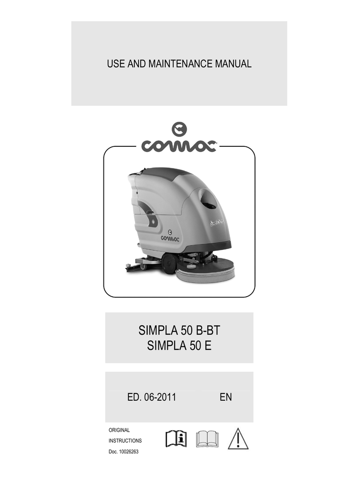 COMAC 50-B-BT-E Scrubbing Machine User manual | Manualzz