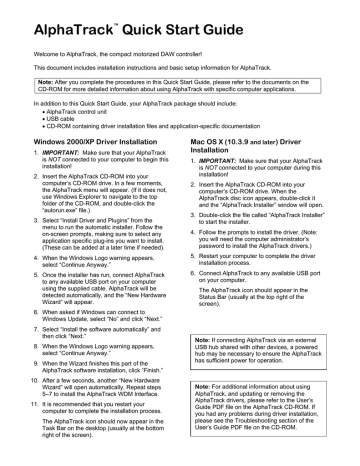 Frontier AlphaTrack Quick start manual | Manualzz