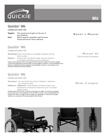 Quickie M6® Manual Wheelchair Owner's Manual | Manualzz