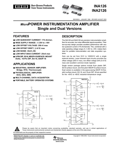 Ina126 amplifier schematics