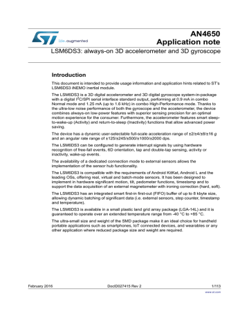 inertial module iNEMO LSM6DS3 application note | Manualzz