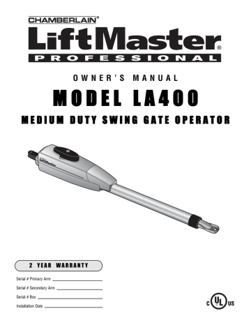 Swing Gate Operator LA400 Owner's Manual | Manualzz