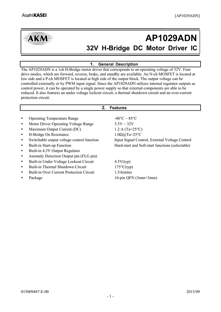 AKM AP1029ADN Spec sheet | Manualzz