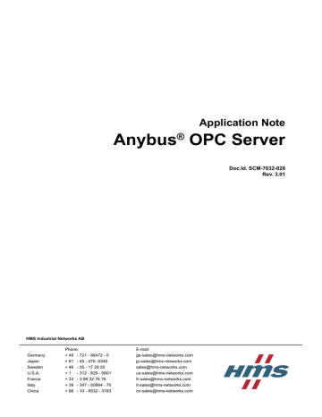 Anybus OPC Server Application Note | Manualzz