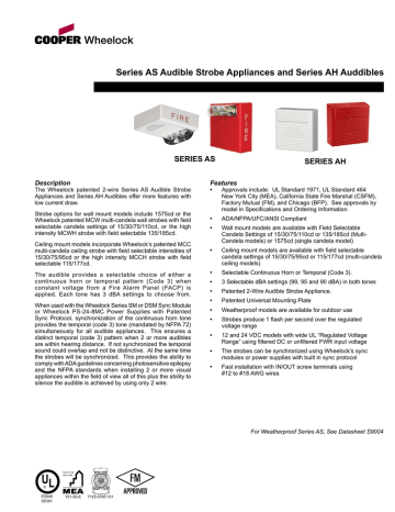 Cooper Wheelock AH Series Specification | Manualzz