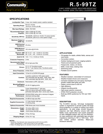 Community R.5 Spec sheet | Manualzz