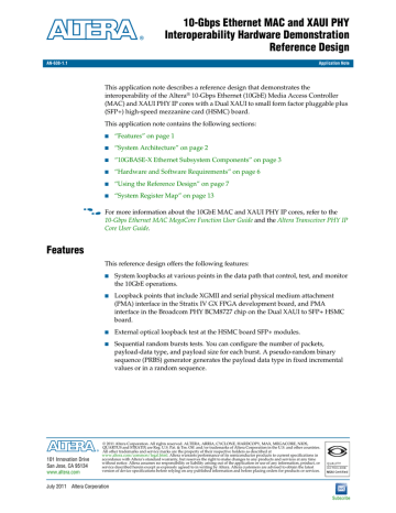 Altera 10-Gbps Ethernet MAC and XAUI PHY Application Note | Manualzz