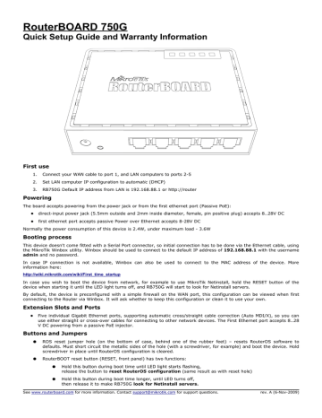 RouterBOARD 750G Quick Setup Guide | Manualzz