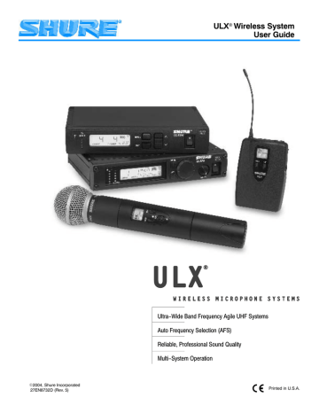 Shure ULX ULXS4, ULXP4 User Guide | Manualzz