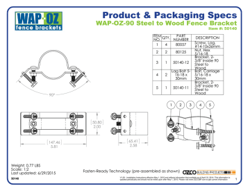 Oz-Post 50140 Oz-Post WAP-OZ 2-3/8 in. Galvanized Steel to Wood Fence ...