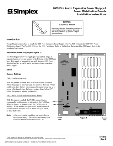 Simplex 4005 9813 Fire Alarm Expansion Power Supply & 4005 9807 Power ...