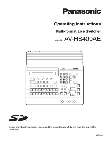 Panasonic AV-HS400 Vision Mixer User Guide | Manualzz