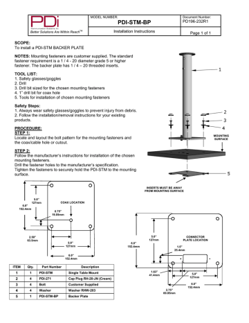 PDI-STM BP Installation Instructions | Manualzz