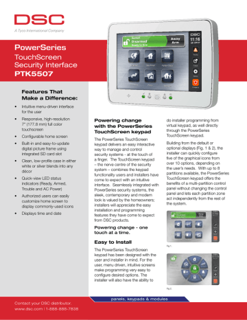 DSC PTK5507 Access-Control Keypad Specification Sheet | Manualzz