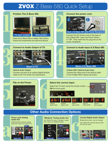 ZVOX Z-Base 580 Quick Setup | Manualzz