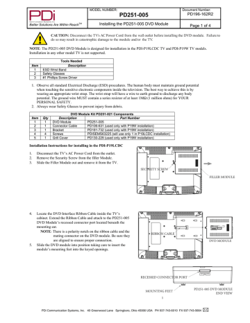 PDi PD251-005 Installation Instructions | Manualzz