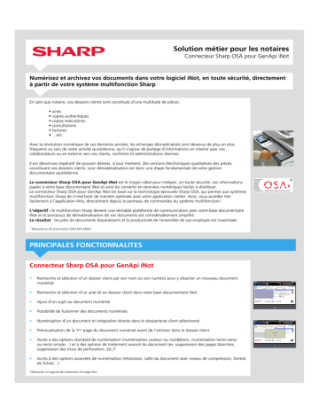 Fiche solution connecteur Sharp OSA pour GenApi JuriWin | Manualzz
