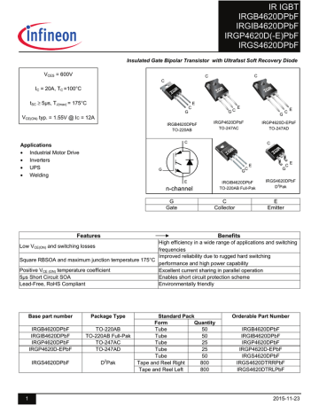 Infineon IRGB4620D IGBT Discrete Data Sheet | Manualzz