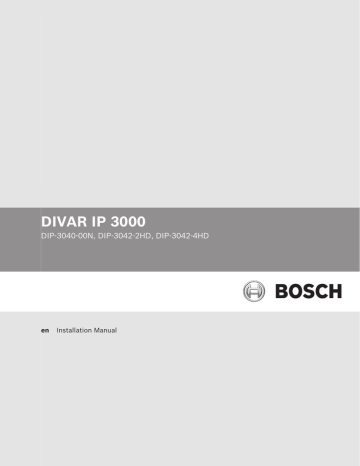 Bosch DIVAR IP DIP-3040-00N Installation manual | Manualzz