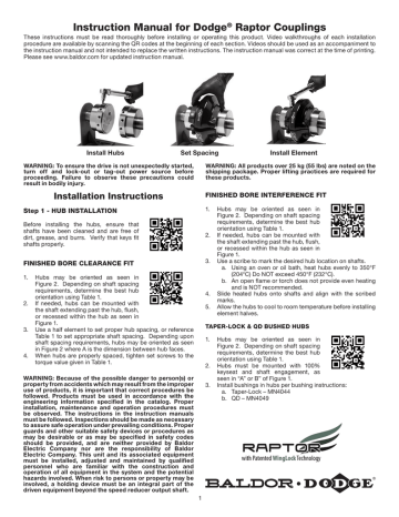 Instruction Manual for Dodge Raptor Couplings | Manualzz